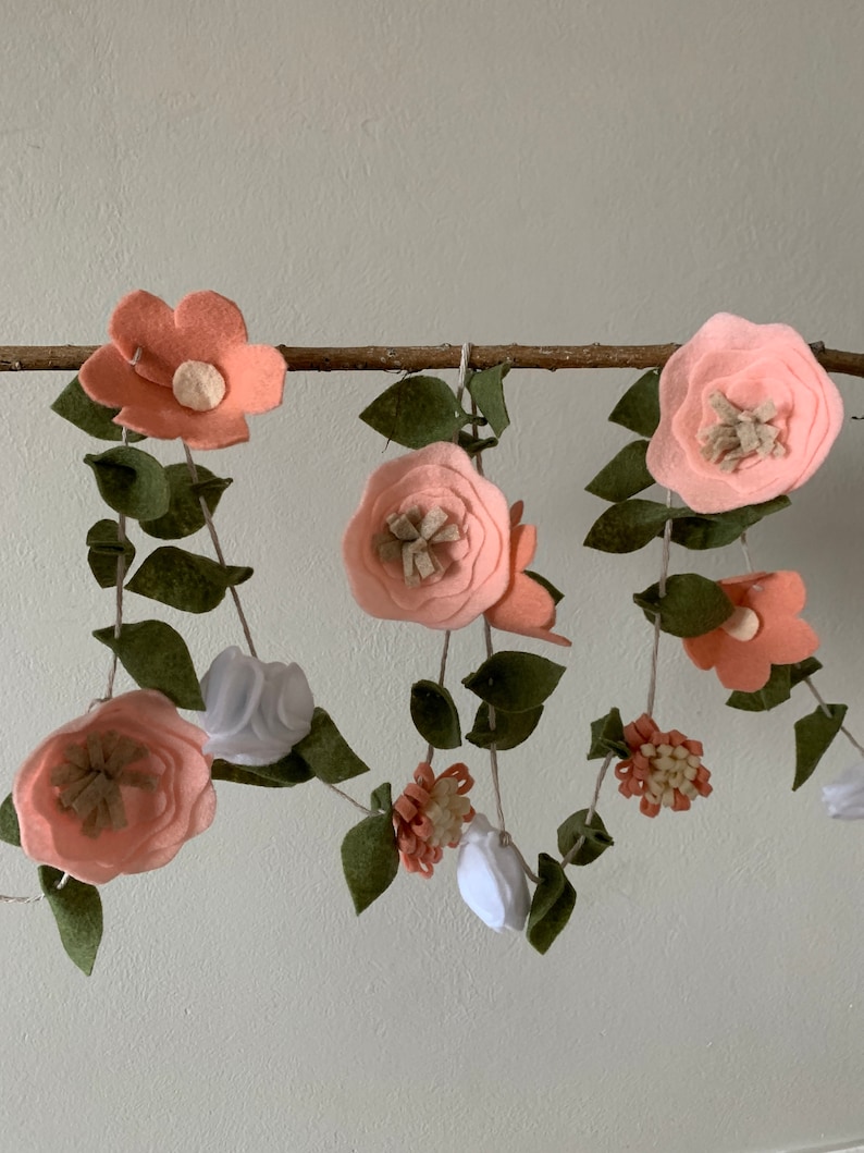 Felt Floral Flower Garland // Spring Decor // Nursery // | Etsy