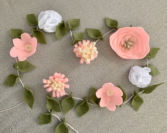 Felt Floral Flower Garland // Spring Decor // Nursery // | Etsy
