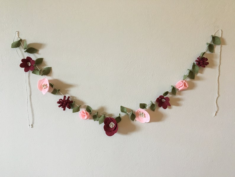 Felt Floral Garland, Spring Nursery Decor, Flower Bunting - Etsy