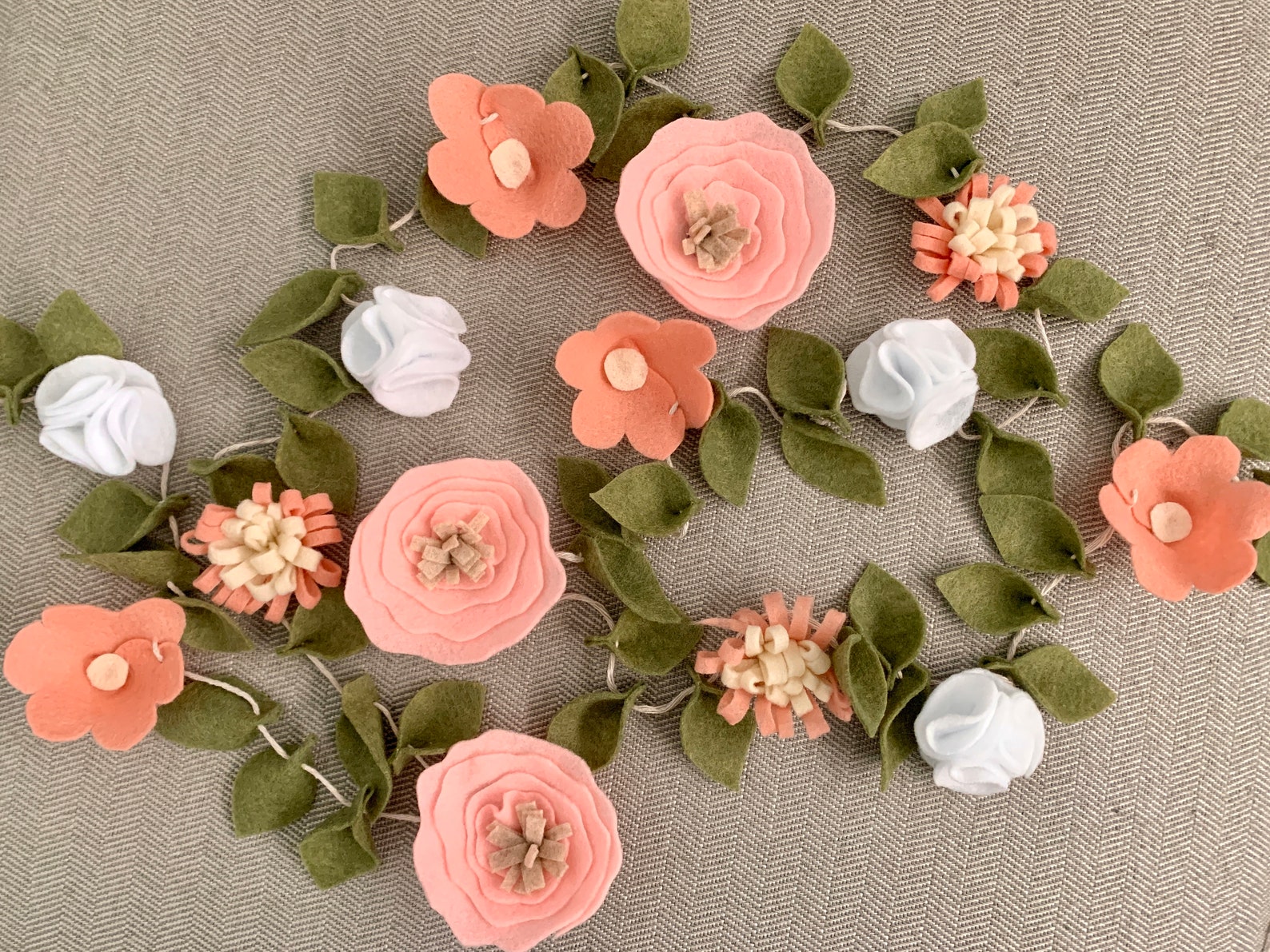 Felt Floral Flower Garland // Spring Decor // Nursery // | Etsy