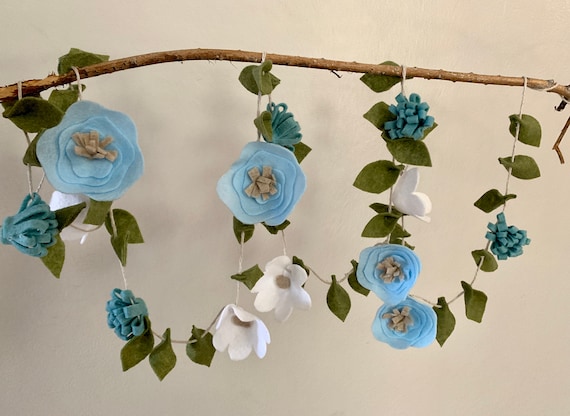 Felt Floral Flower Garland // Spring Decor // Nursery // | Etsy