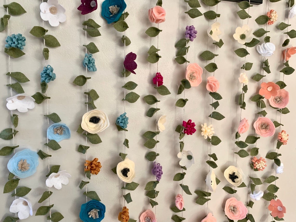 Felt Floral Flower Garland // Spring Decor // Nursery // | Etsy