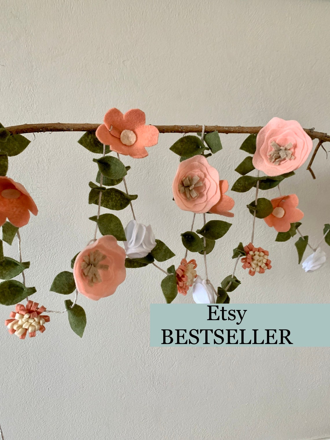 Felt Floral Flower Garland // Spring Decor // Nursery // | Etsy