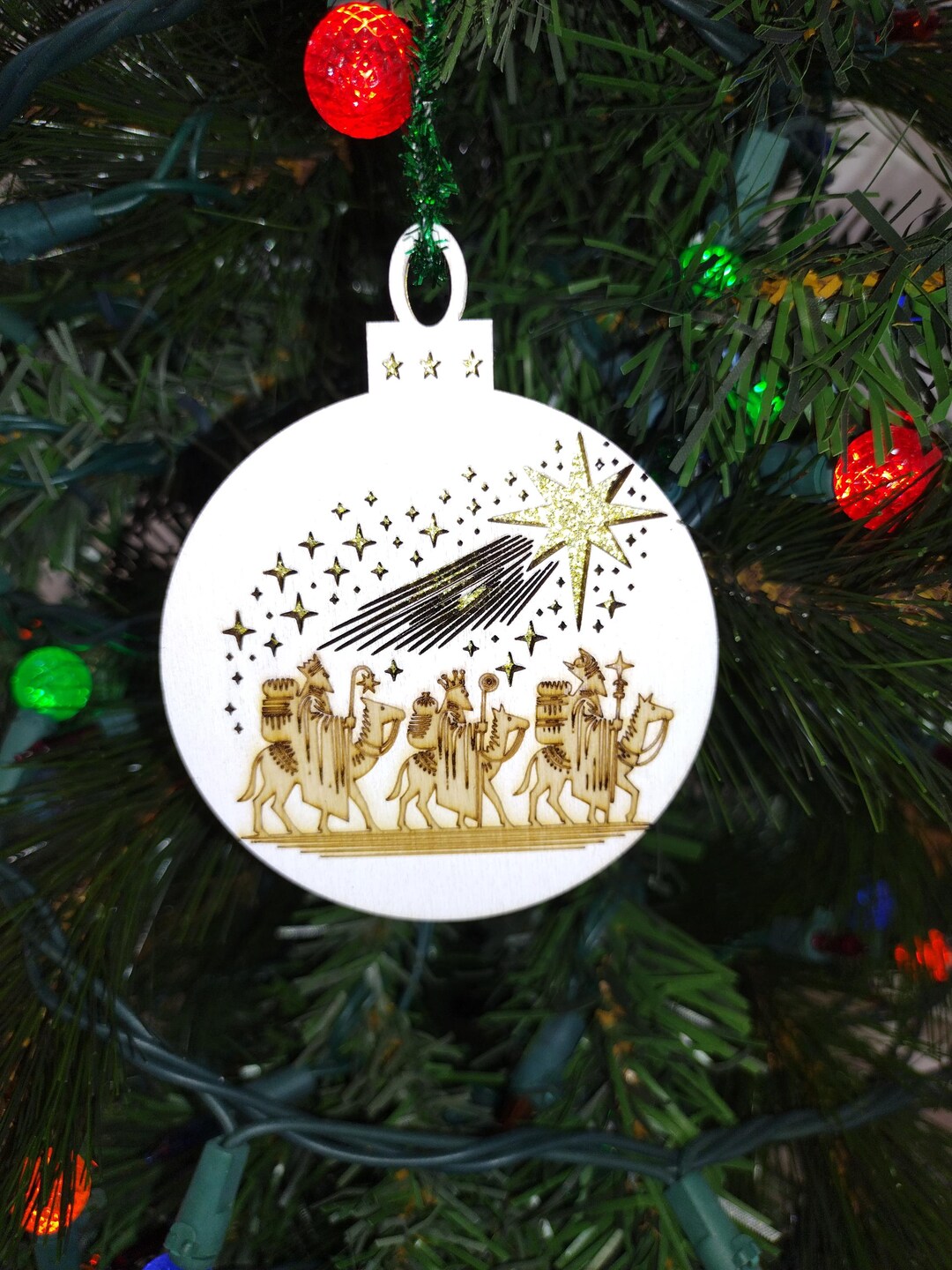 Laser Engraved Nativity Ornament | Three Wise Men, Gold Star - Etsy