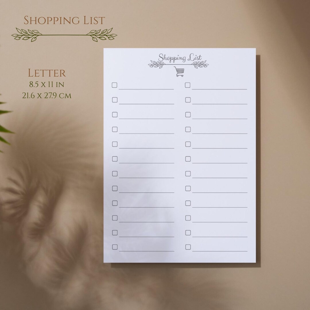 Customizable Shopping List – Minimalist & Printable/digital - Etsy