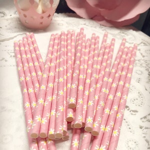 Pink Daisy Straws Spring Party Vintage Style Paper Daisy - Etsy