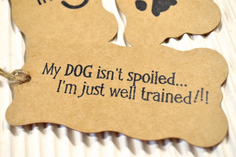 Dog Tags Doggie Gift Tags Kraft Paper Hand Stamped Pet | Etsy