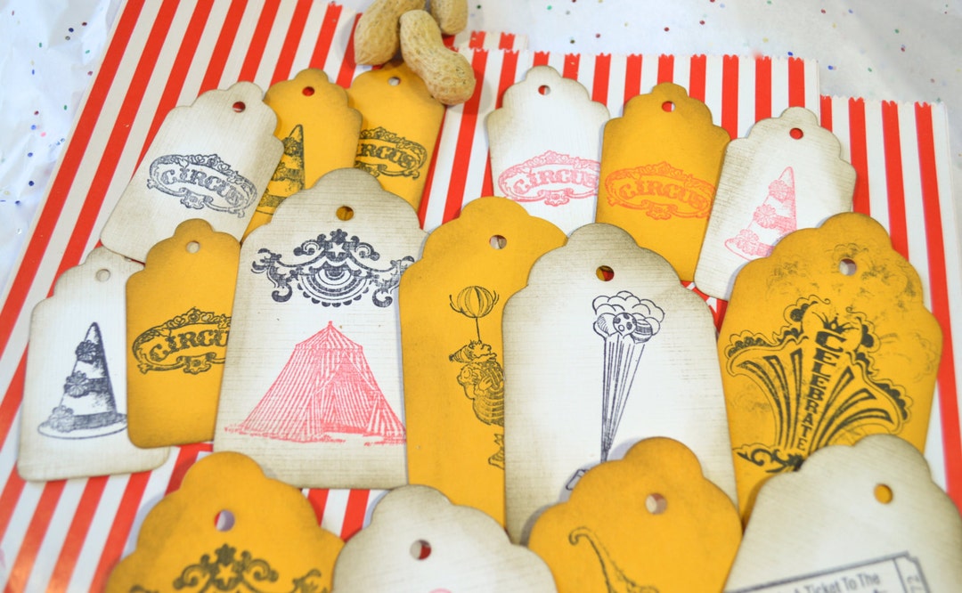 Circus Gift Tags Themed Kids Party, Wedding Favor Tags, 16 Tags - Etsy