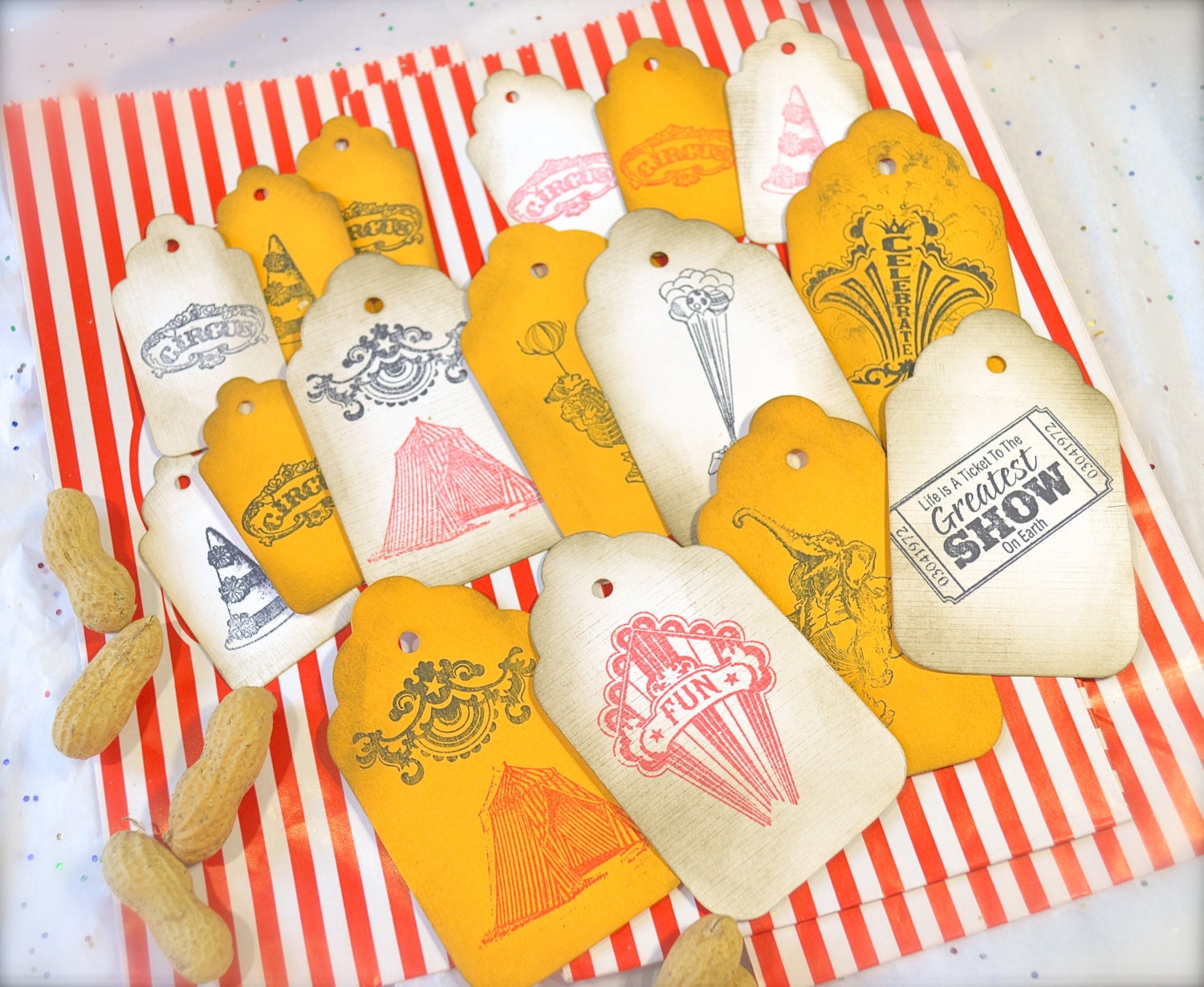 Circus Gift Tags Themed Kids Party, Wedding Favor Tags, 16 Tags - Etsy