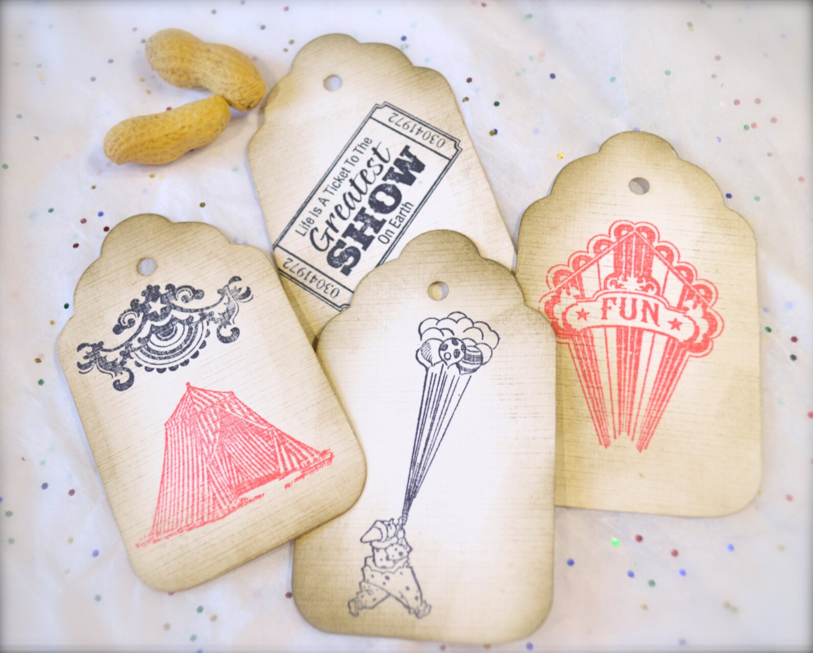 Circus Gift Tags Themed Kids Party, Wedding Favor Tags, 16 Tags - Etsy