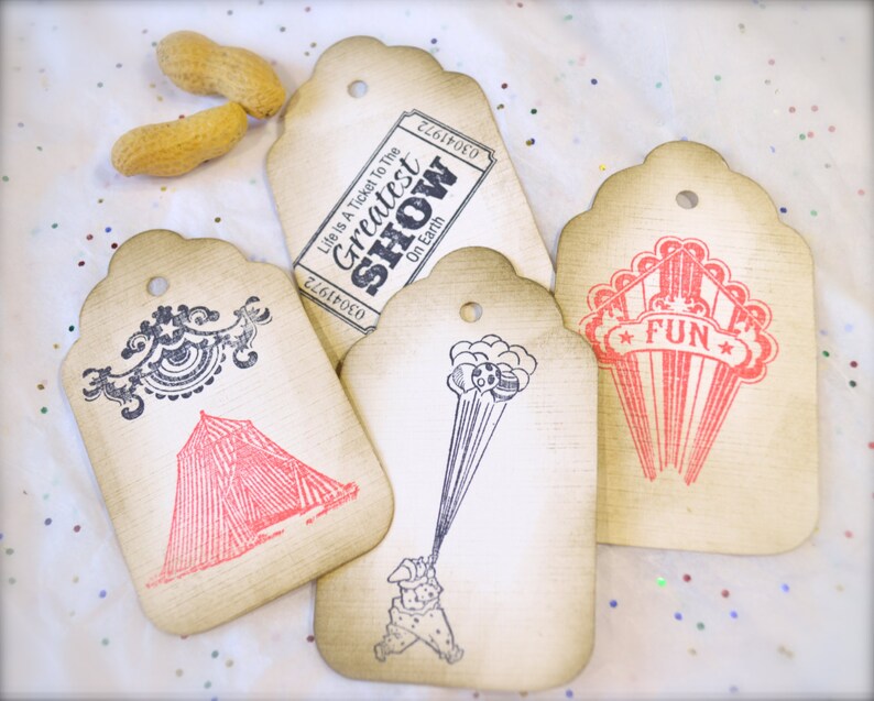 Circus Gift Tags Themed Kids Party, Wedding Favor Tags, 16 Tags - Etsy