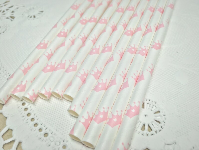 Princess Crown Paper Straws, Vintage Style, Pink, Princess Party ...