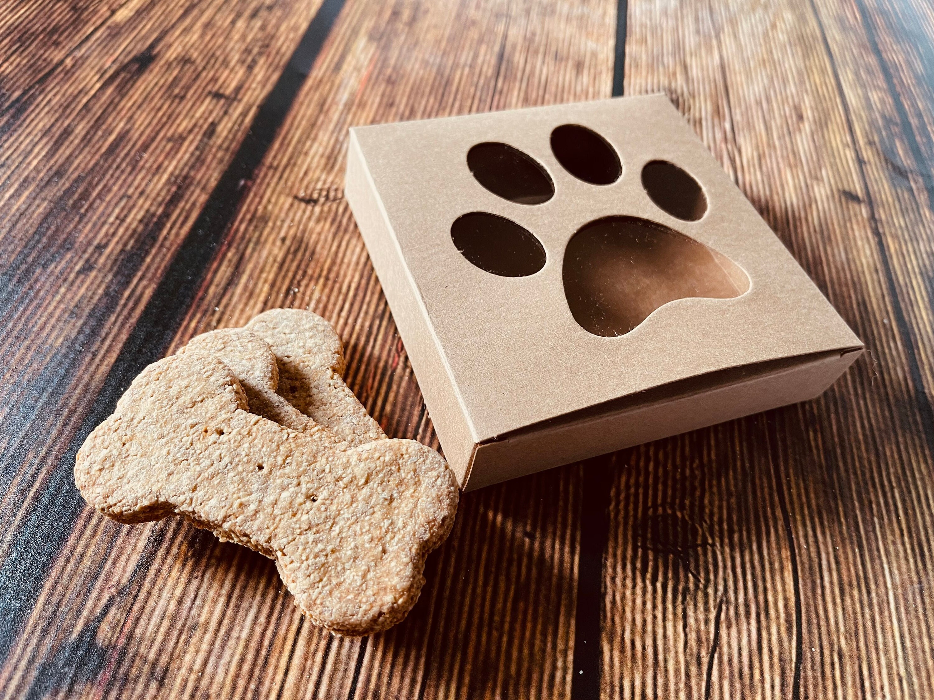 Paw Print Bakery Boxes Kraft Windowed Dog Treat Box Dog - Etsy
