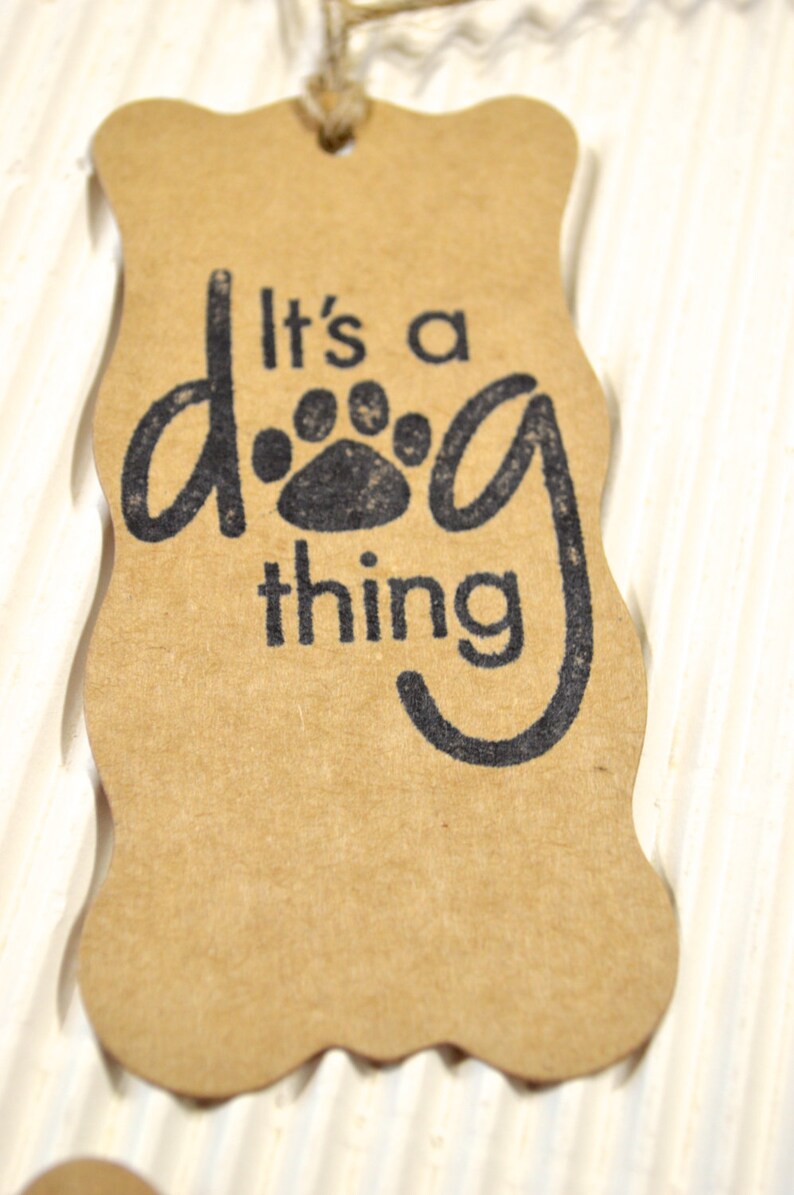 Dog Tags Doggie Gift Tags Kraft Paper Hand Stamped Pet | Etsy
