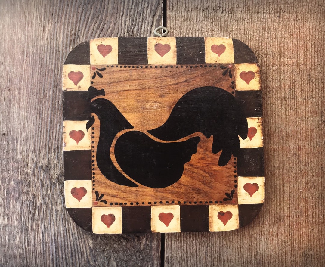 Vintage Farm Chicken Sign, Farmhouse Kitchen, Silhouette, Hand Painted ...