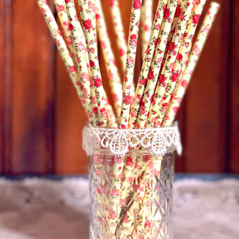 Floral Paper Straws - Etsy