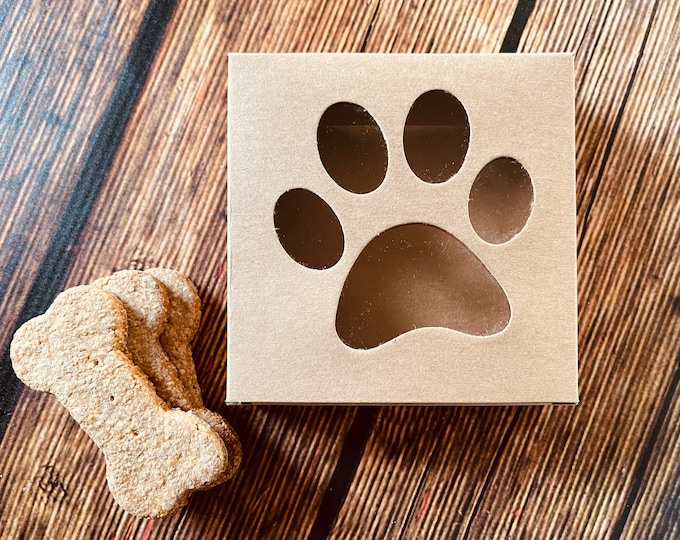 Kraft Paw Print Windowed Dog Treat Boxes (2 Boxes) - Etsy