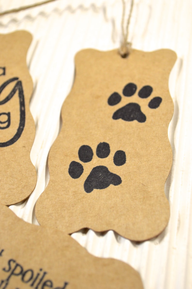Dog Tags Doggie Gift Tags Kraft Paper Hand Stamped Pet | Etsy