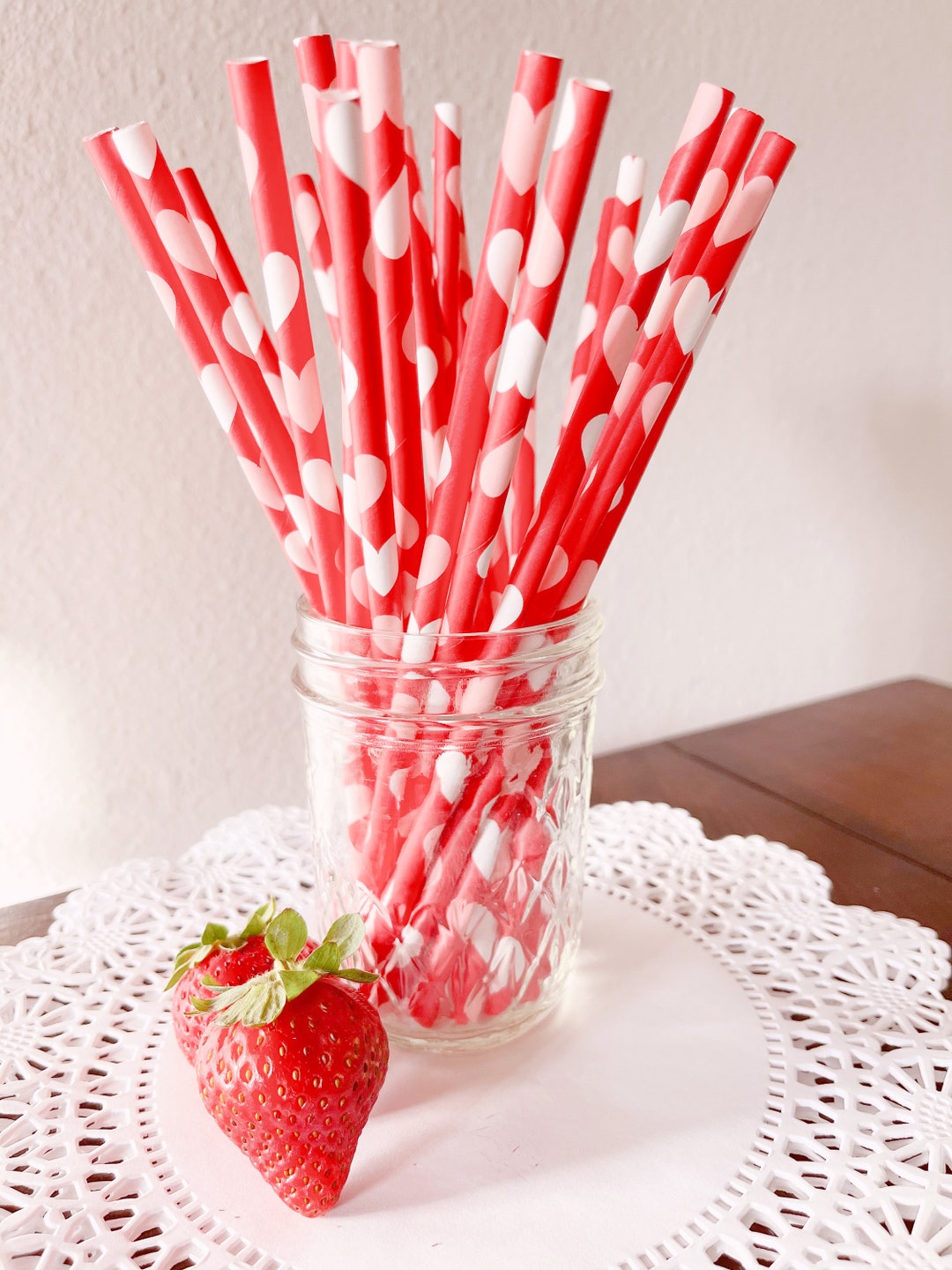 Red Heart Straws, Vintage Style, Wedding, Romantic, Cake Pop Sticks ...