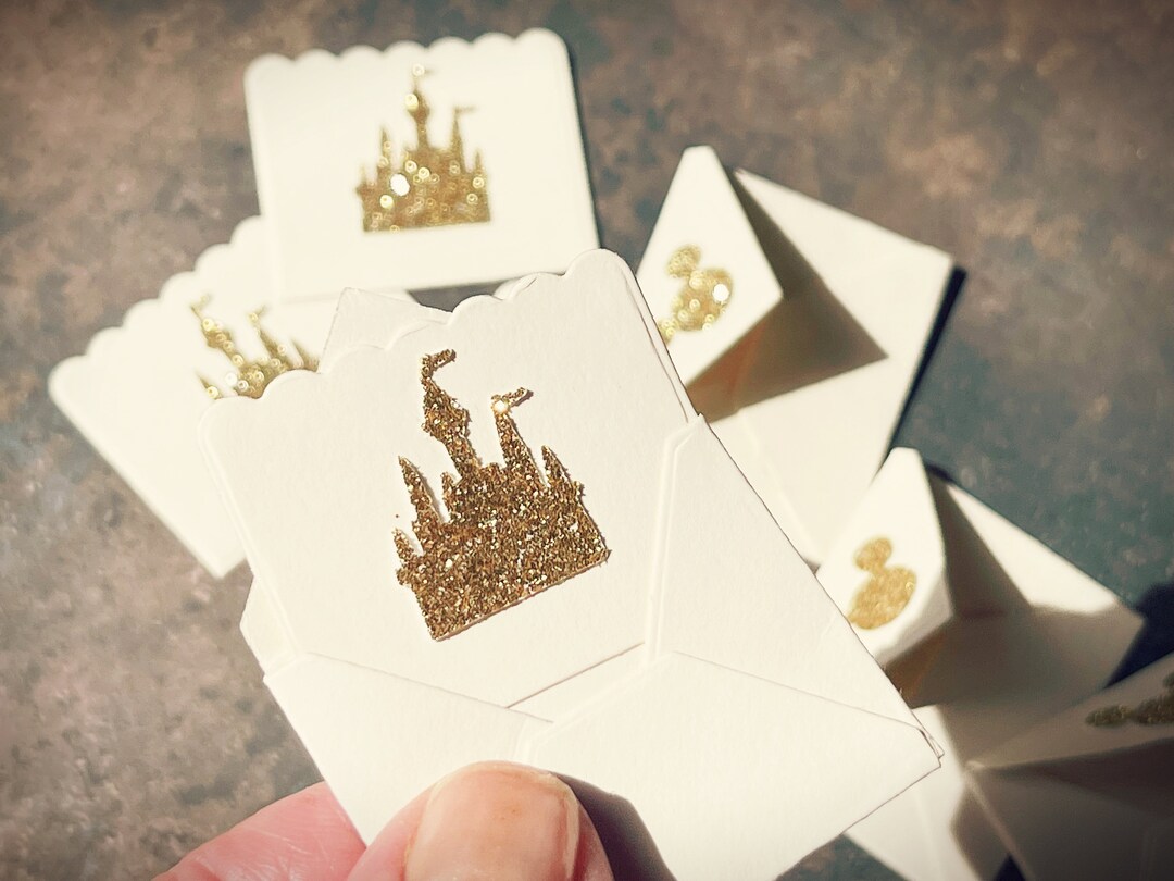 Mini Envelopes, With Note Card, Disney Inspired, Mickey Icon, Gold ...