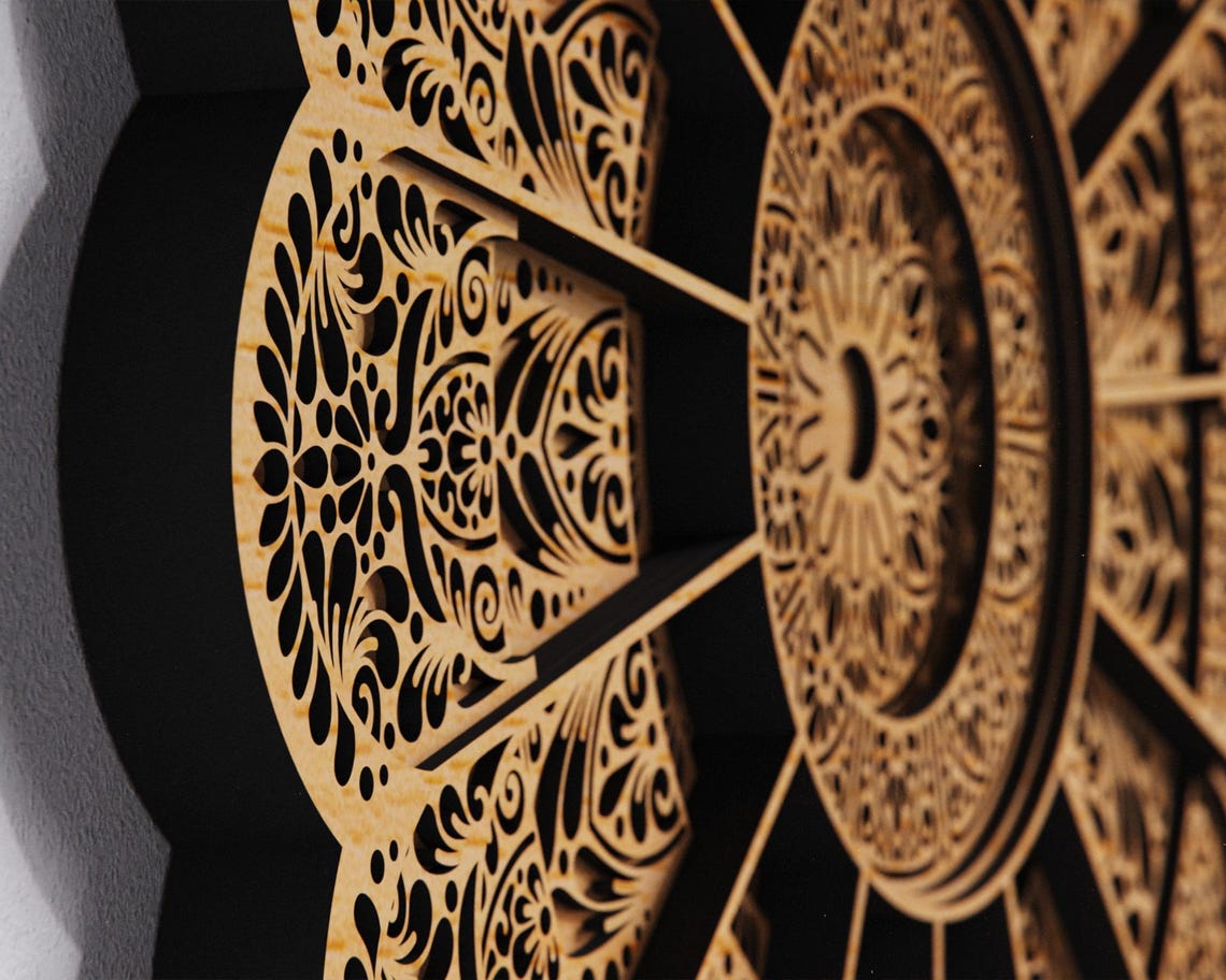 Multilayer Wall Art SVG Floral Laser Cutting File Zentangle Digital ...