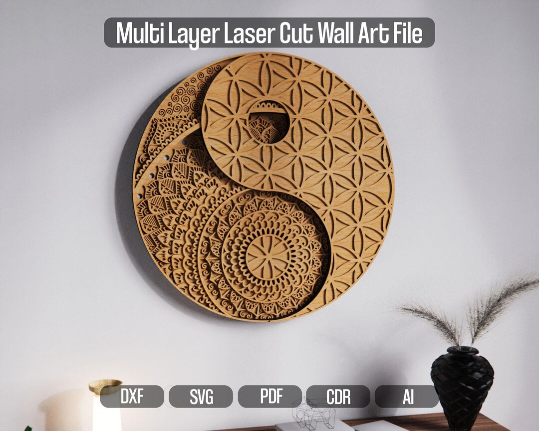 Wall Art Digital File Mandala Zentangle Multilayer SVG Files for Laser ...