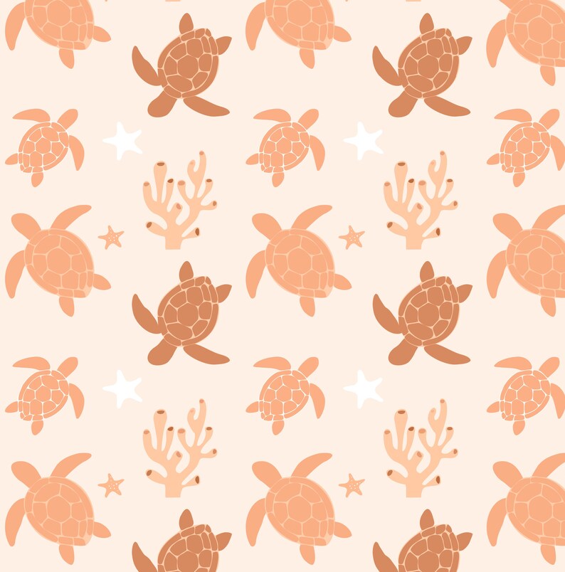 Peach Sea Turtles Pattern - Etsy
