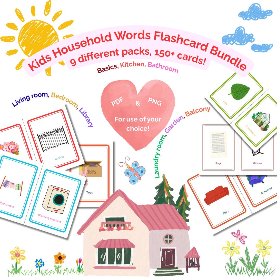 Montessori Flashcards Bundle: Toddler Learning Household Words (PDF ...
