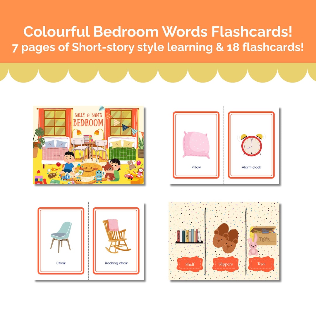 House Bedroom Vocabulary Flashcards: Montessori Material for Kids (PDF ...
