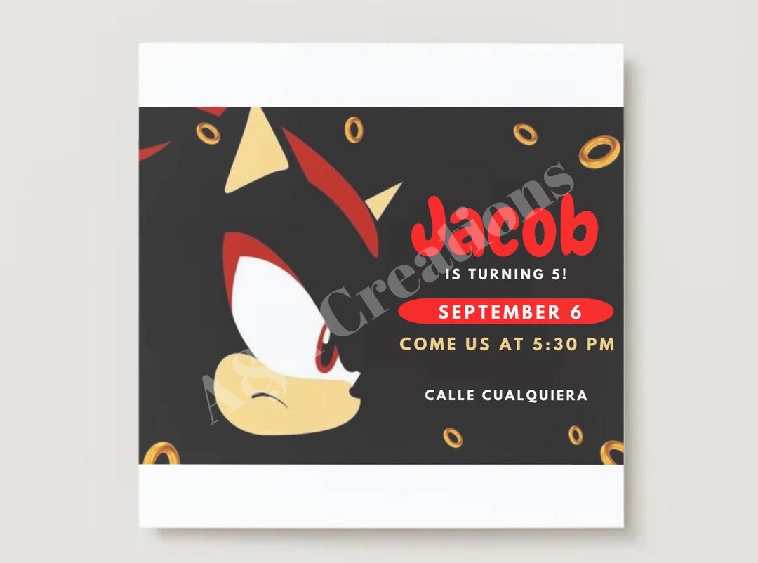 Shadow Digital Birthday Invitation | Shadow Party | Sonic Universe ...