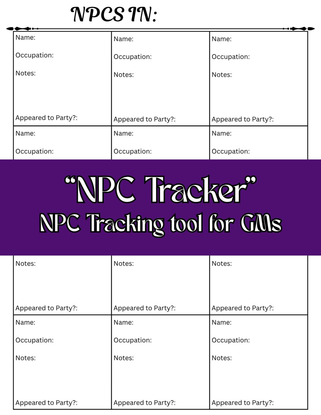 NPC Tracker for Dms: TTRPG 5e Compatible (digital Download) - Etsy