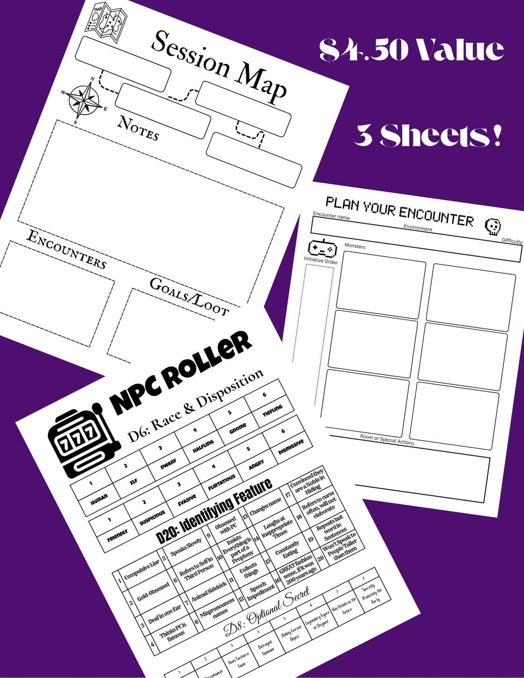 DM Essentials Bundle - 3 TTRPG GM Sheets, Session Planner, Encounter ...