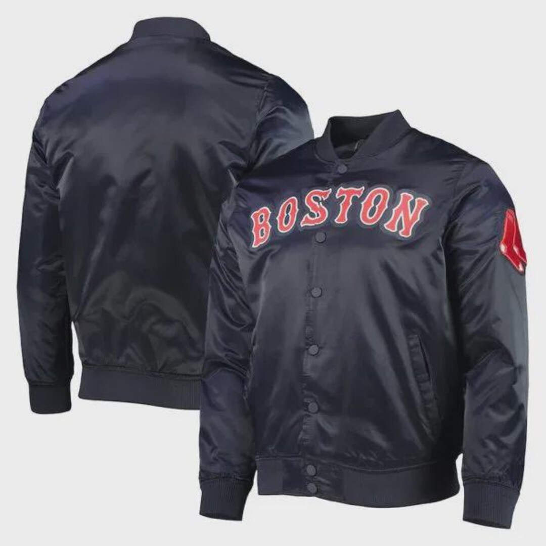 Boston Red Sox Wordmark Navy Blue Satin Jacket - Etsy