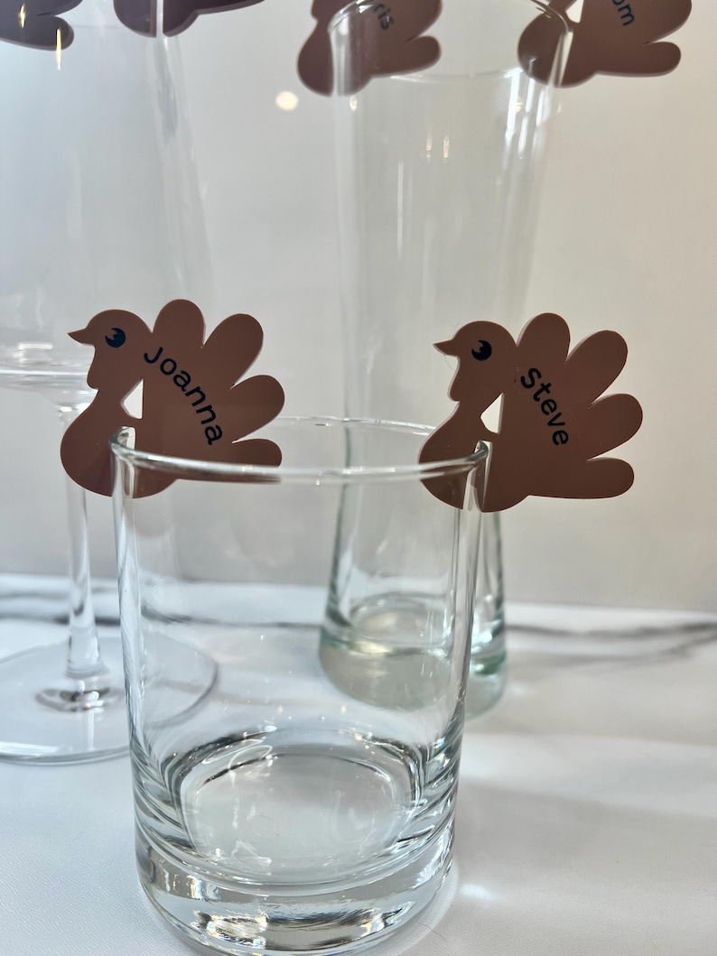Thanksgiving Turkey Drink Markers Personalized Place Cards for Glasses ...