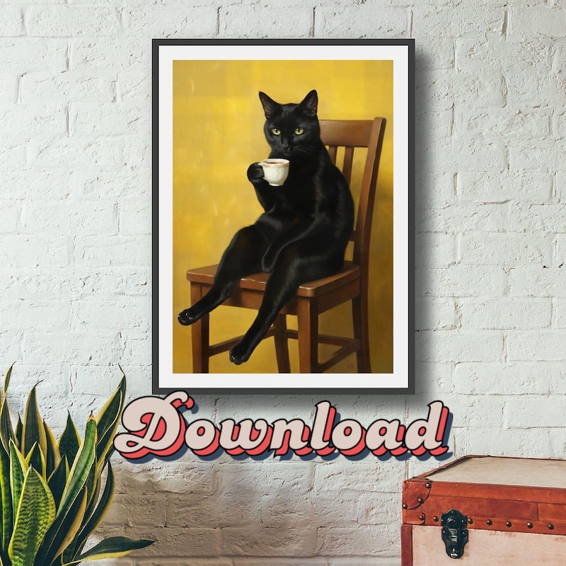 Cat Poster Digital 3 - Etsy UK