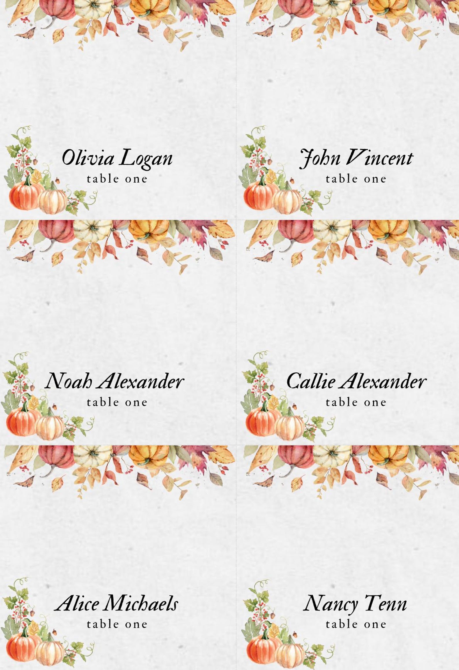 Thanksgiving Place Cards Template | Fall Dinner Party Name Tags (canva ...