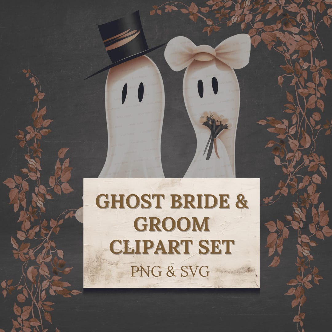 Gothic Wedding Ghost Clipart | Bride & Groom Transparent Pngs and Svgs ...