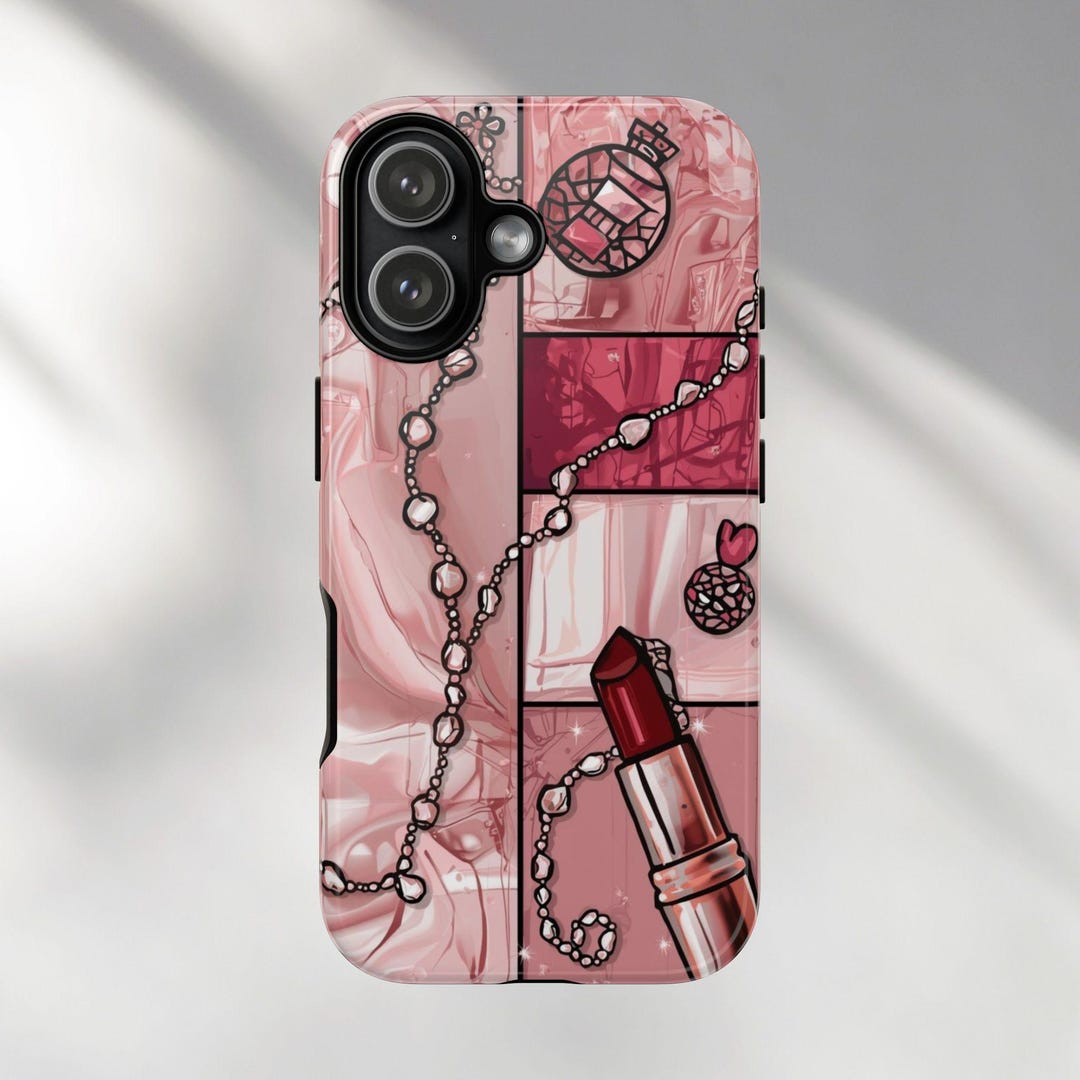 Stained Glass Lipstick Phone Case: Pink Glam Makeup Mobile Cover - Etsy