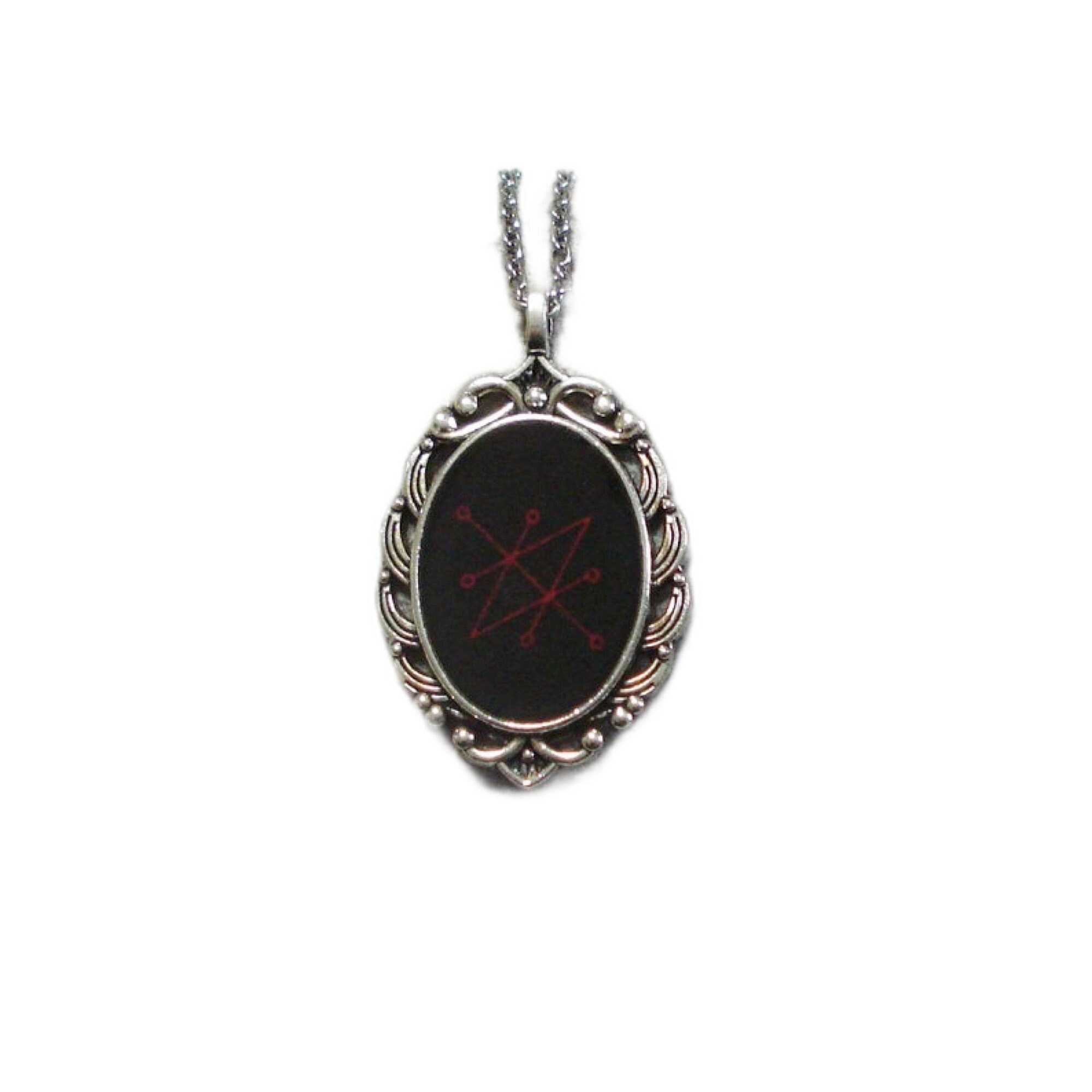 Azazel Sigil Necklace Black Red Antique Silver - Etsy