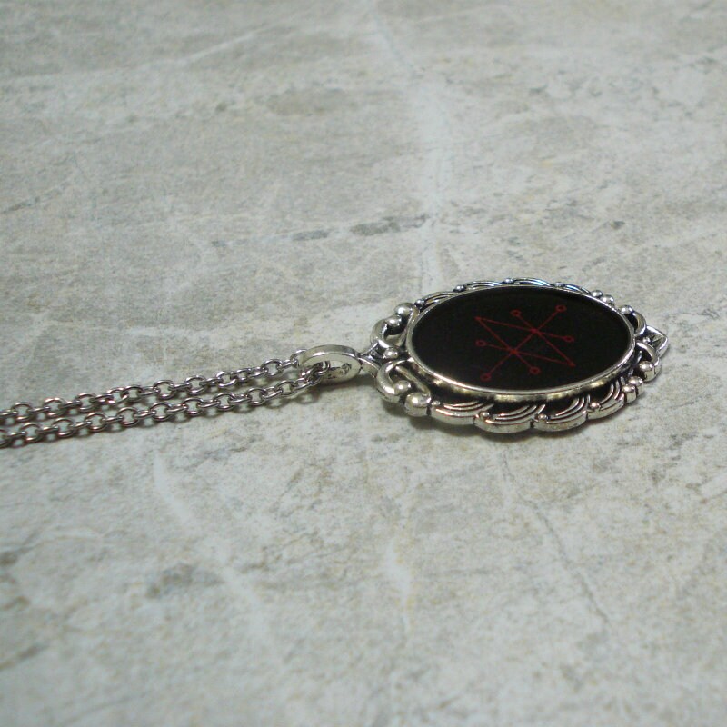 Azazel Sigil Necklace Black Red Antique Silver - Etsy