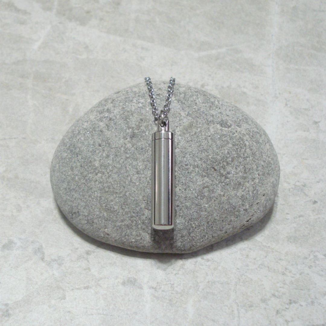 Small Capsule Container Necklace Storage Cylinder Pendant Stainless ...