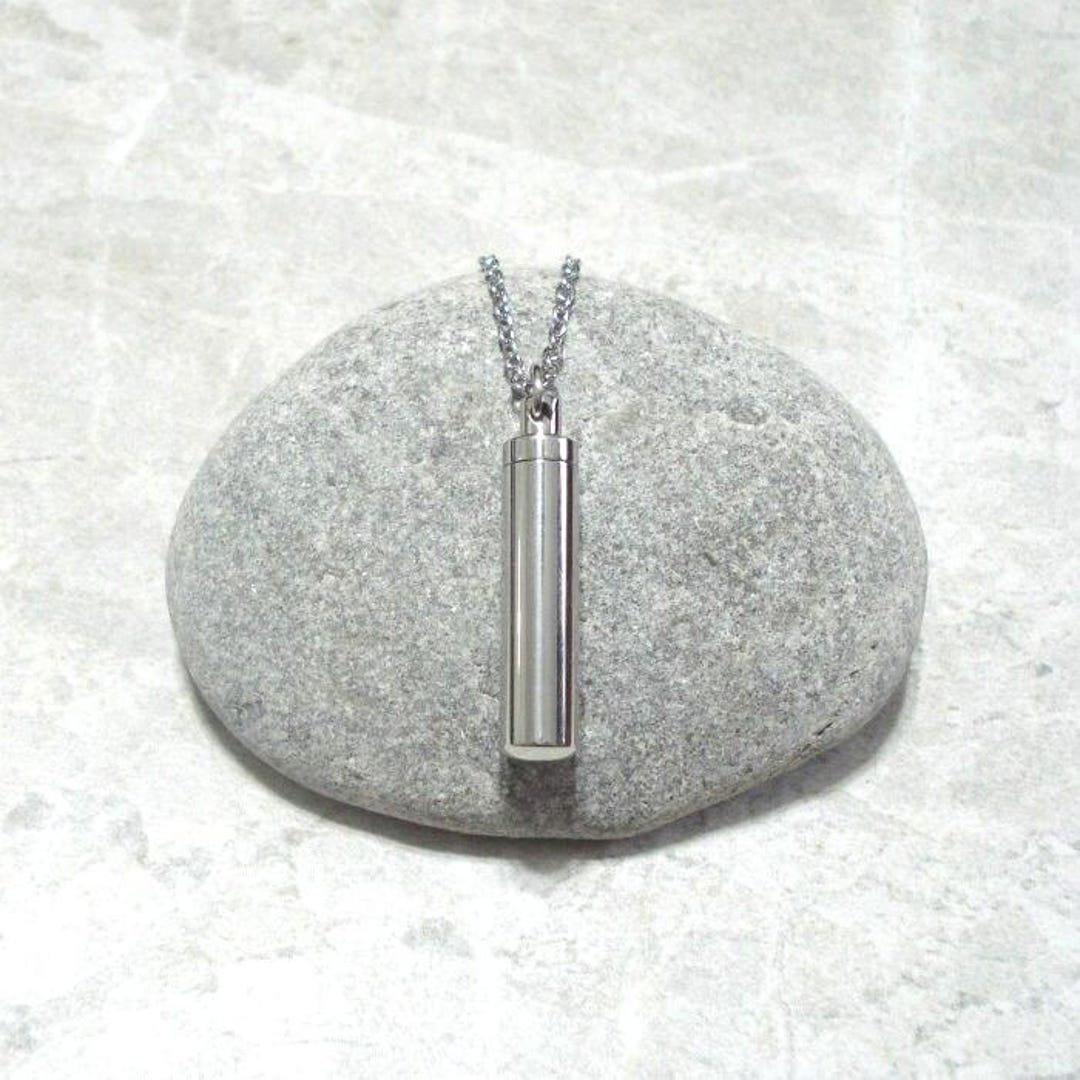 Set of TWO Small Capsule Container Necklaces Storage Cylinder Pendants ...
