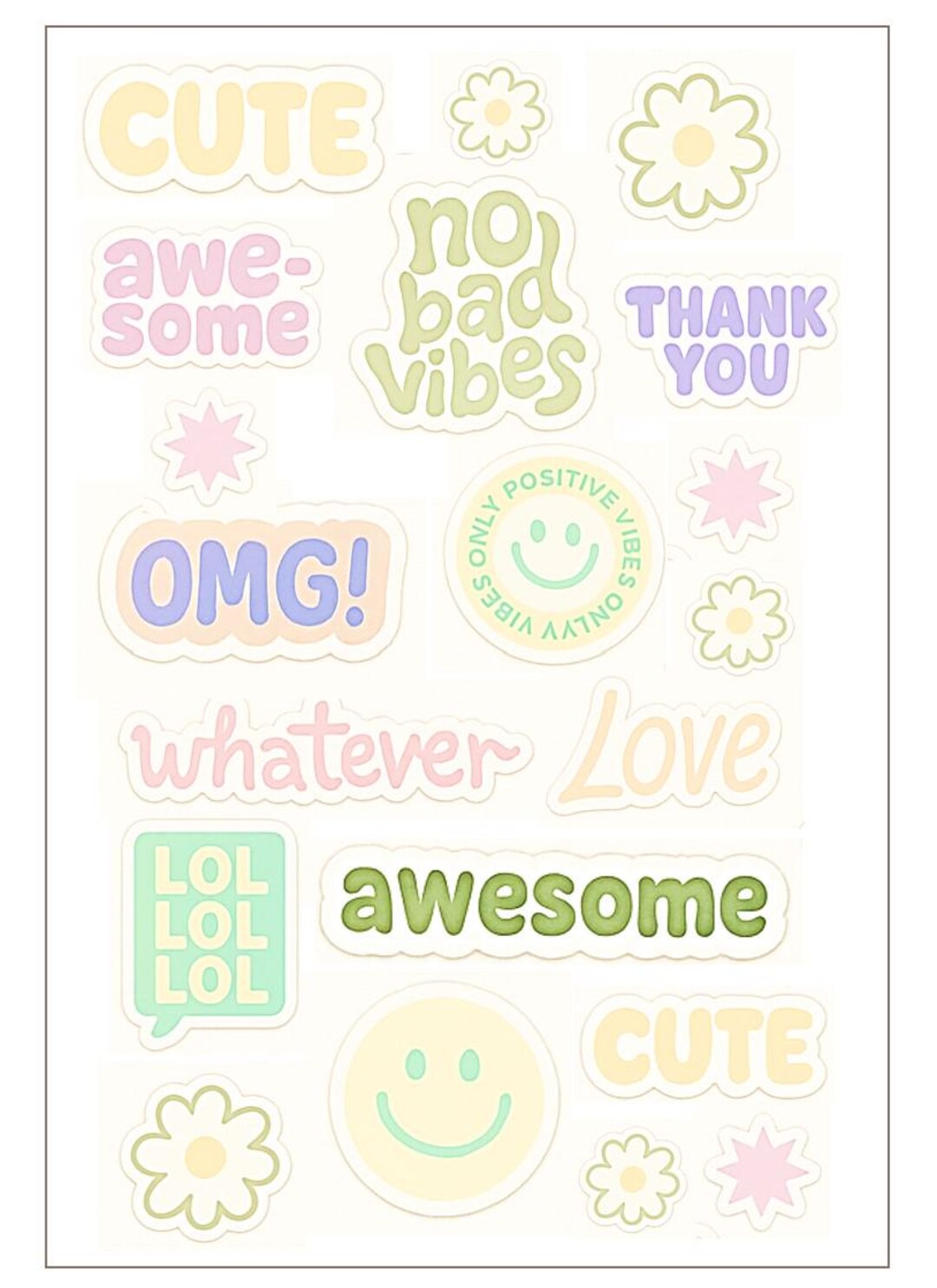 Custom Full Page Sticker Sheet - Cute Aesthetic Stickers - Retro Pastel ...