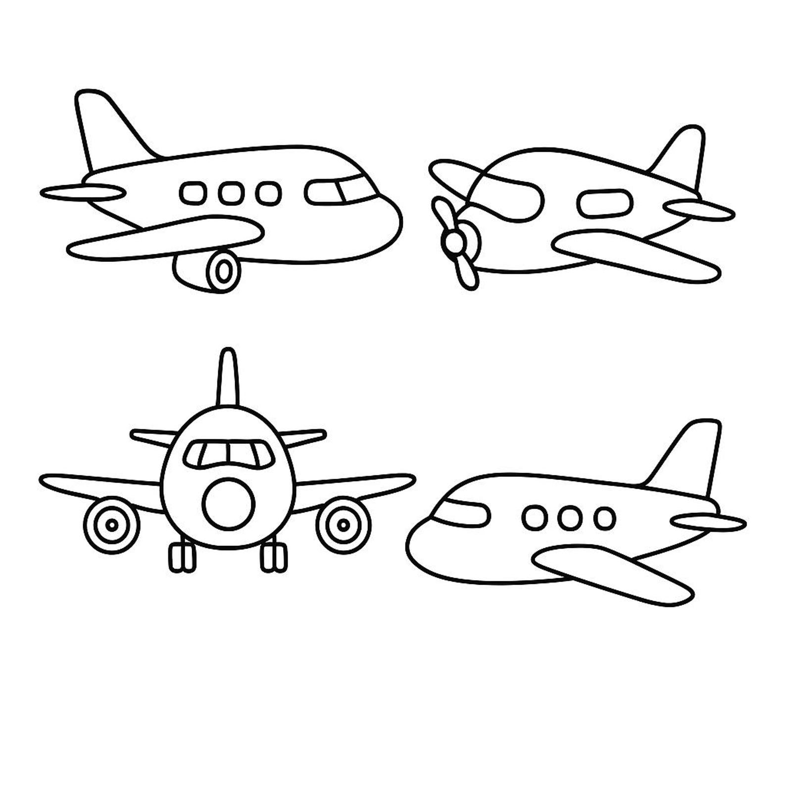 Airplane Coloring Page – 4 Cute Airplanes Printable – Kids ...
