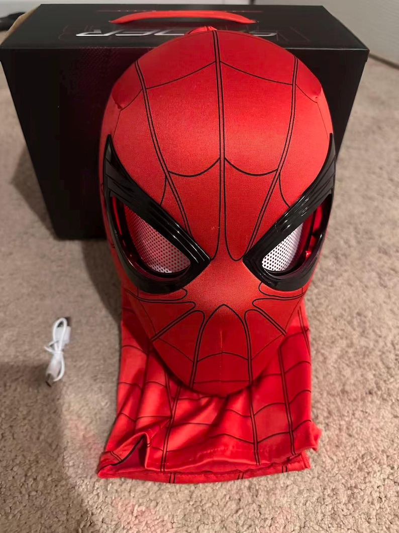 Spider-man Light up Moving Eye Mask – Touch Control LED Eyes, Chin ...