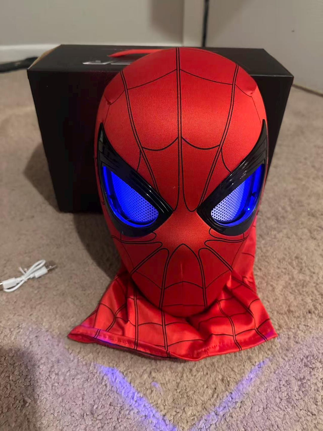 Spider-man Light up Moving Eye Mask – Touch Control LED Eyes, Chin ...