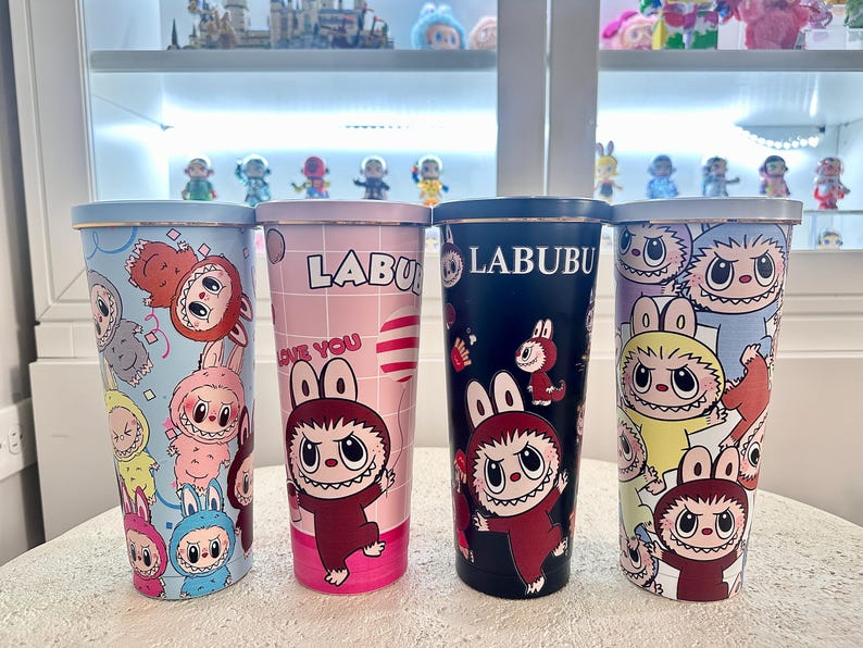 Kawaii Labubu Cup – 25oz Cartoon Style Drinking Tumbler for Iced Coffee ...