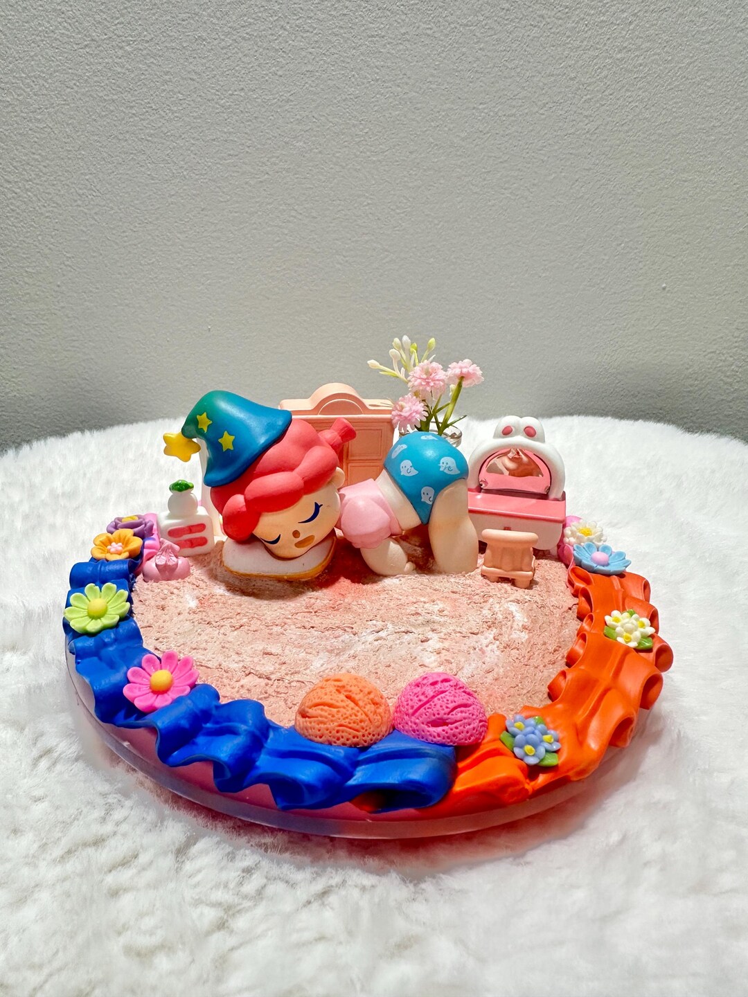 3D Kawaii Deco Clay Scene With Flowers Cartoon Details,cute Desk ...