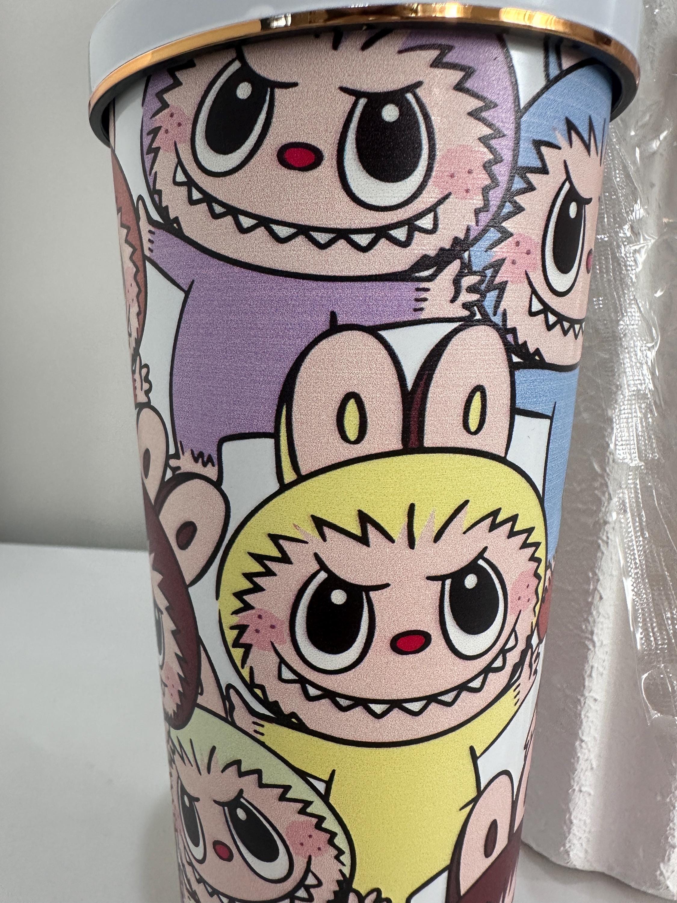 Kawaii Labubu Cup – 25oz Cartoon Style Drinking Tumbler for Iced Coffee ...