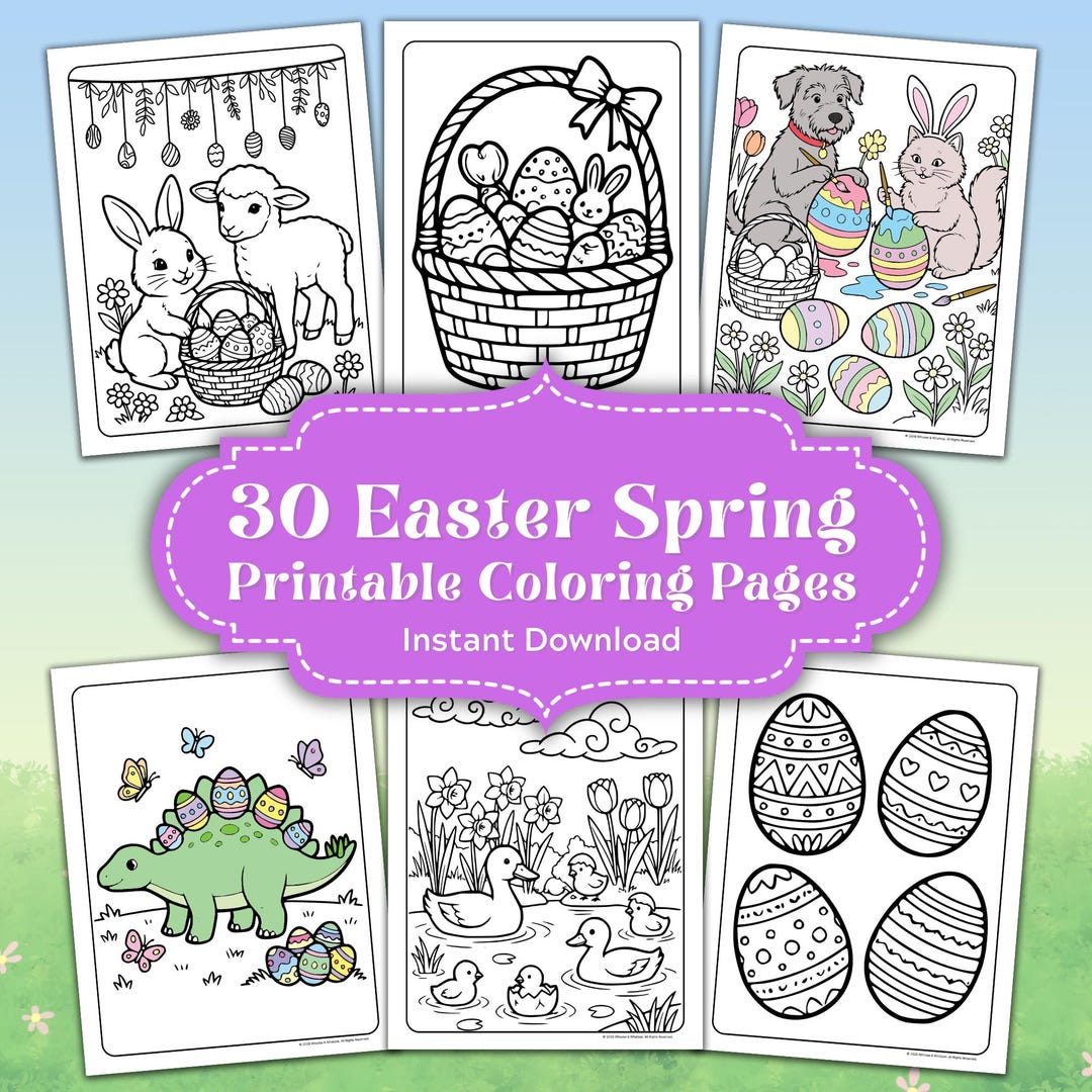 Easter Coloring Pages for Kids, Spring Coloring Printable, Bunny ...